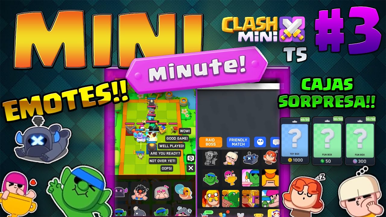 🤪24 EMOTES AÑADIDOS a CLASH MINI y 📦CAJAS MISTERIOSAS!! / MINI MINUTE 3 ...