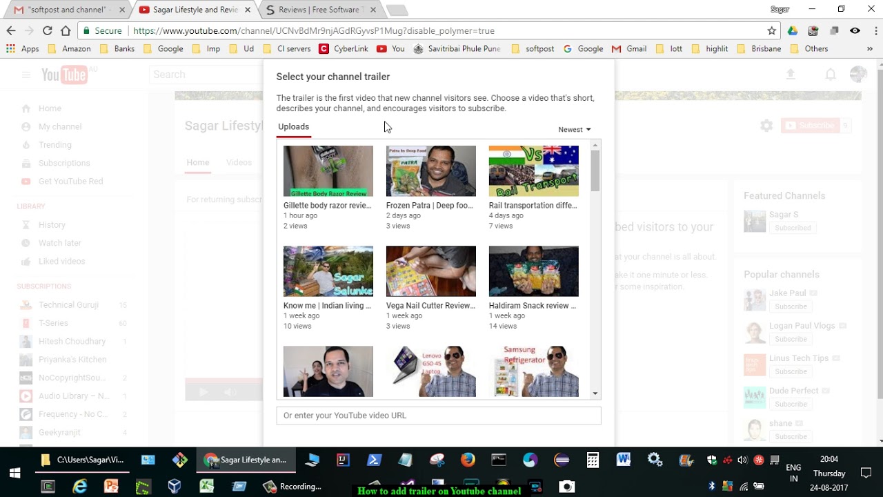 How to add trailer and popular upload section on Youtube channel ...