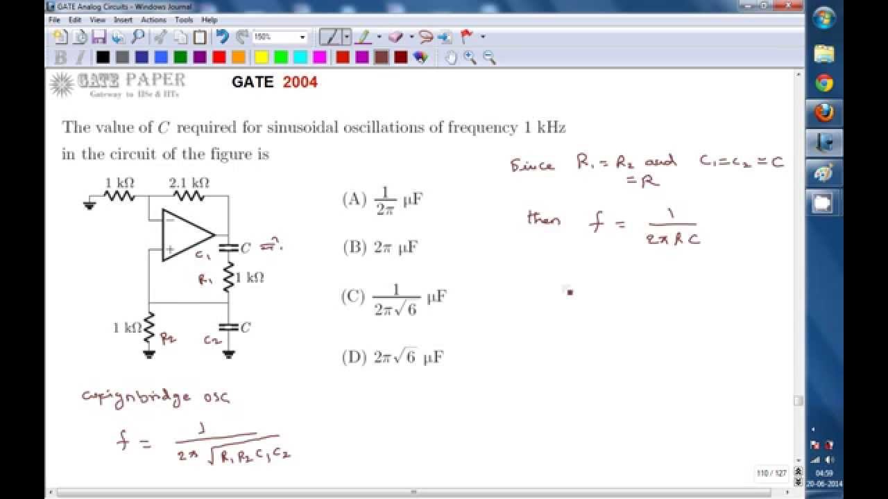 GATE 2004 ECE Design of Weign Bridge Oscillator - YouTube