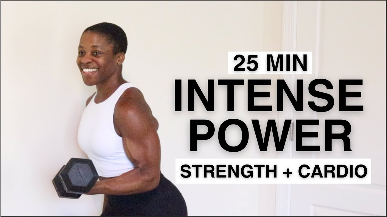 25 Min FULL BODY POWER - Circuit Training - Dumbbell Workout - Cardio ...