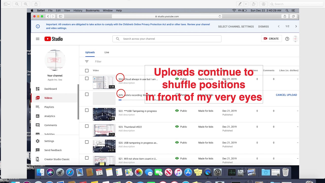 527. Uploads shuffle positions in front of my very eyes - YouTube