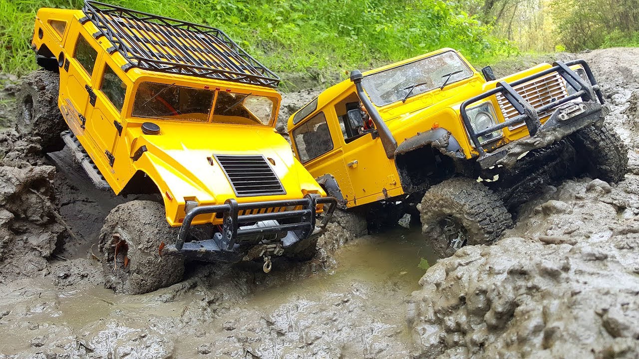 RC Cars Land Rover Defender Stuck in the MUD, Hummer H1 Rescue — RC ...