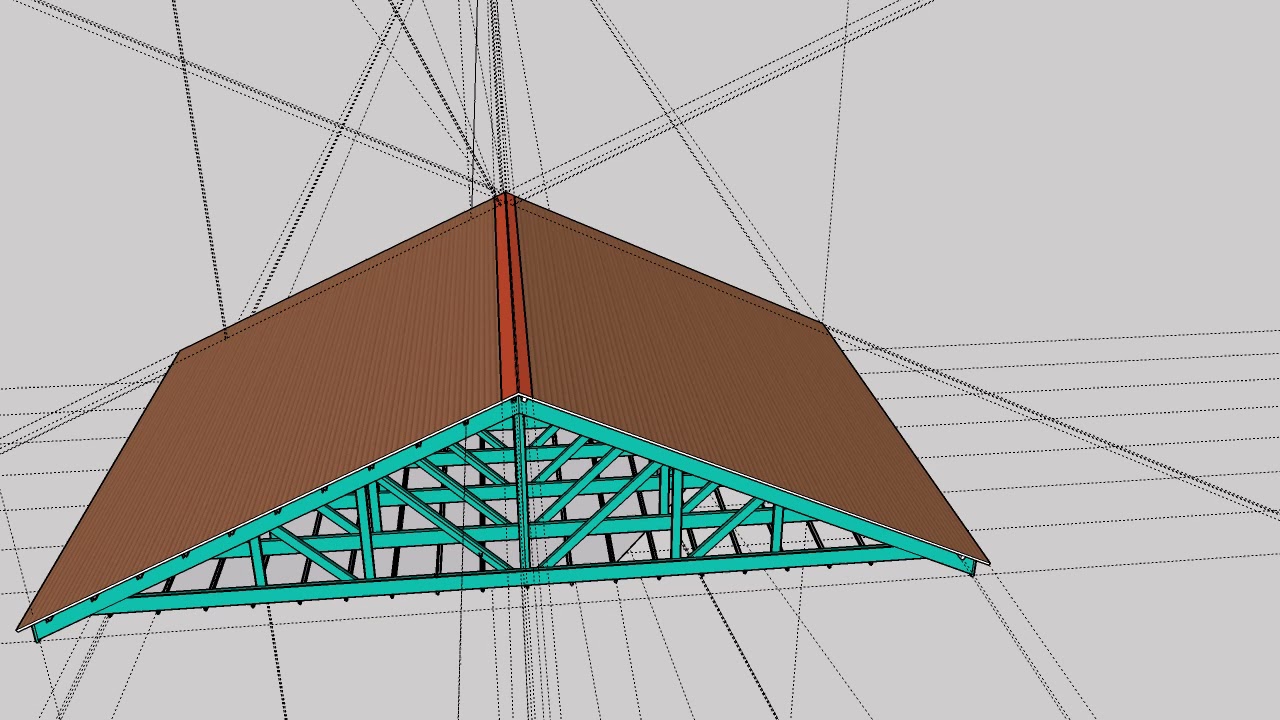 3D light steel frame roof trusses - Clay roof tiles covering. - YouTube