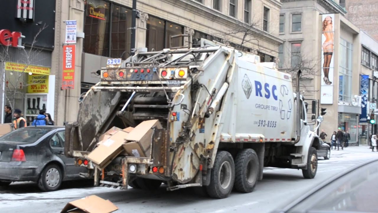 DOWNTOWN RECYCLING PICKUP WITH GARBAGE TRUCK - YouTube