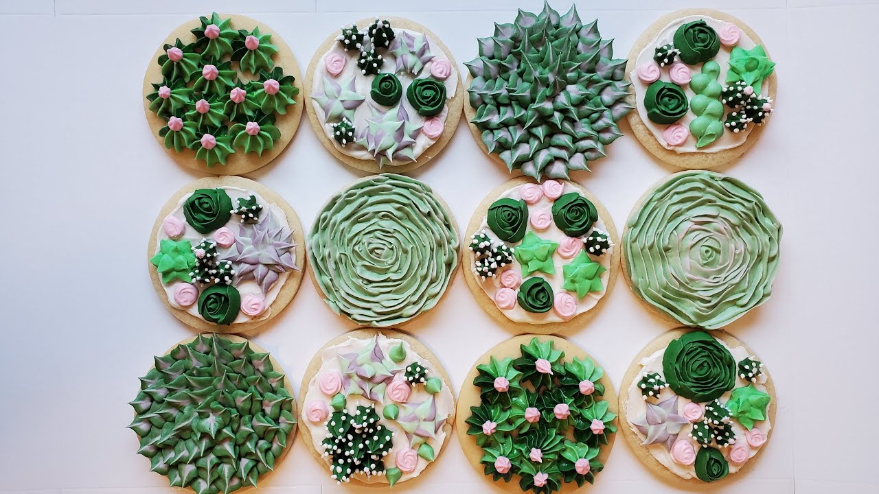 I made succulent sugar cookies! Royal icing tutorial. - YouTube