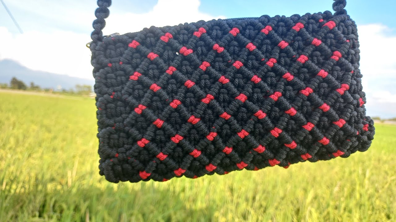 DIY MACRAME SLING BAG TUTORIAL// MACRAME PURSE ~ Dompet Tas Talikur - YouTube