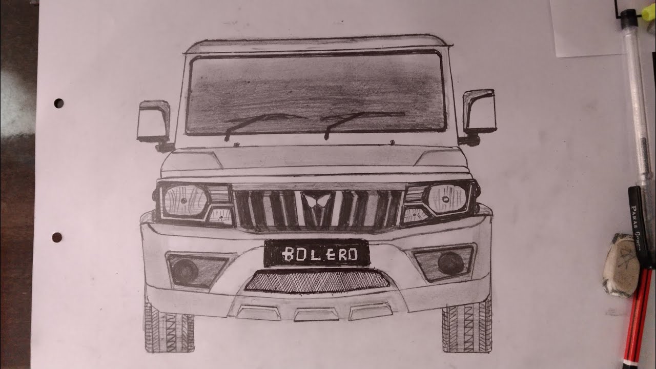 how to draw Mahindra Bolero||step by step drawing || #drawing #trending ...