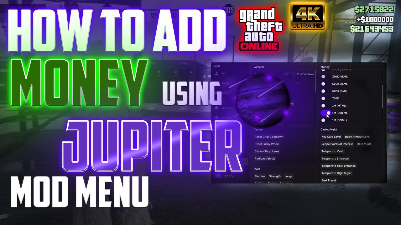 Jupiter Mod menu Guide | How to add money in GTA 5 Online?? - YouTube