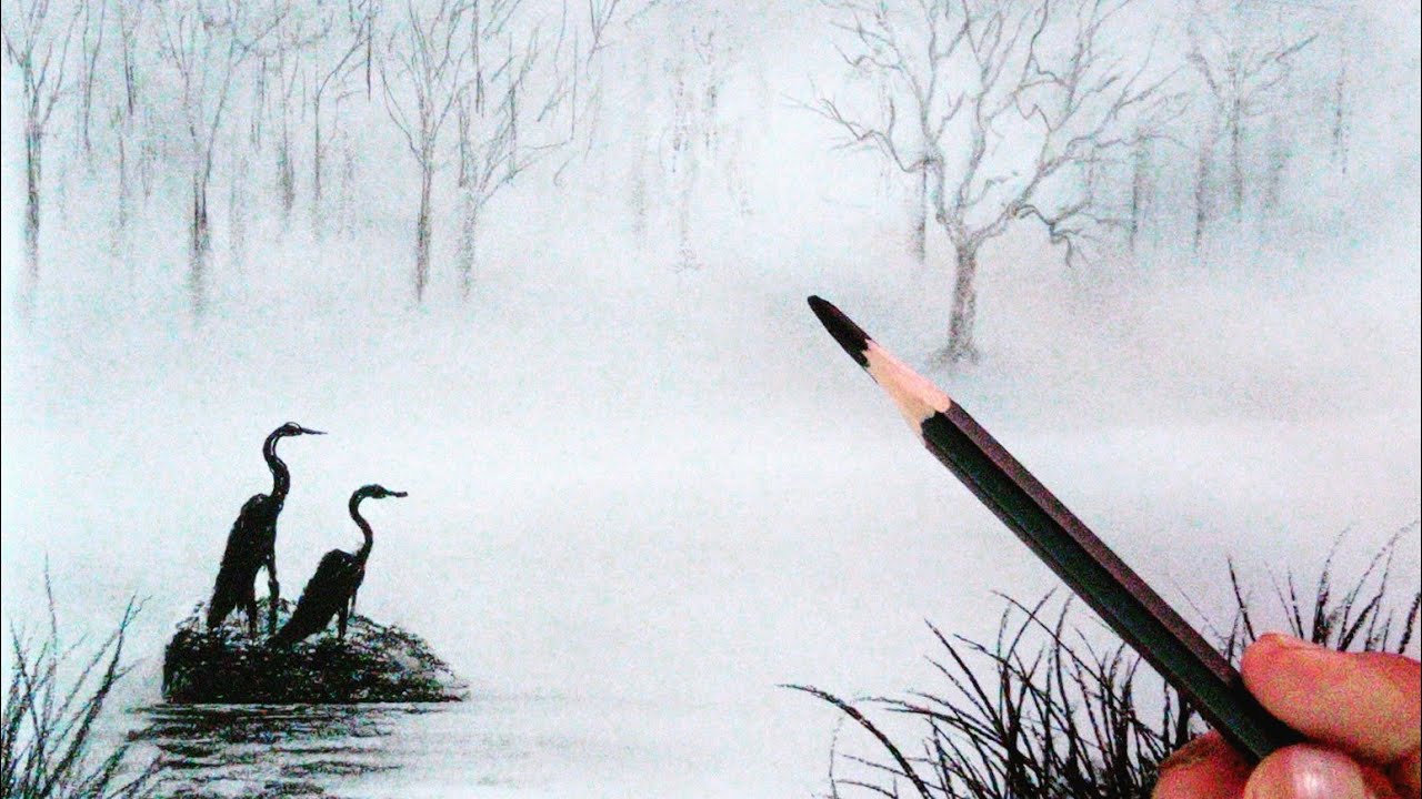 Sunrise blurred landscape drawing for competition . - YouTube