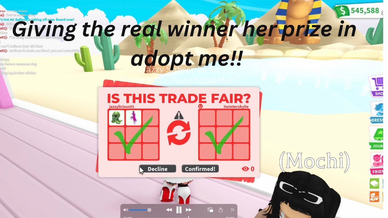 Giving the Kraken Giveaway Winner her Prize, her Kraken in Adopt me ...