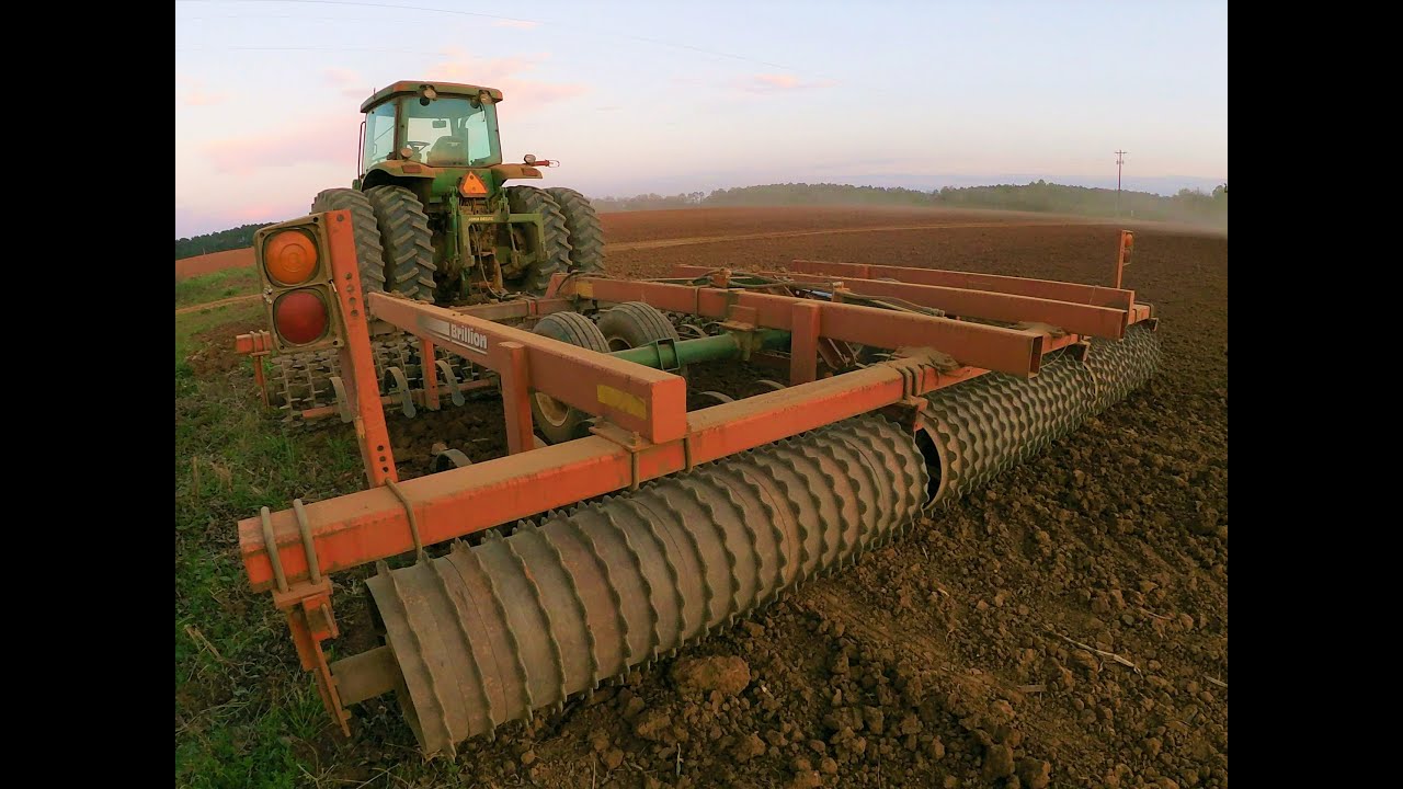 Using the brillion cultipacker/clod buster on peanut land prep - YouTube
