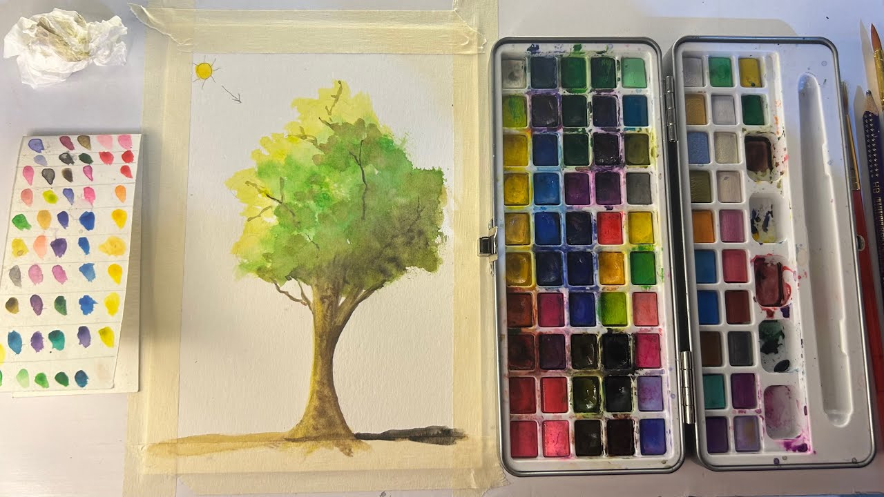 Easy watercolor tree painting tutorial| how to paint tree - YouTube