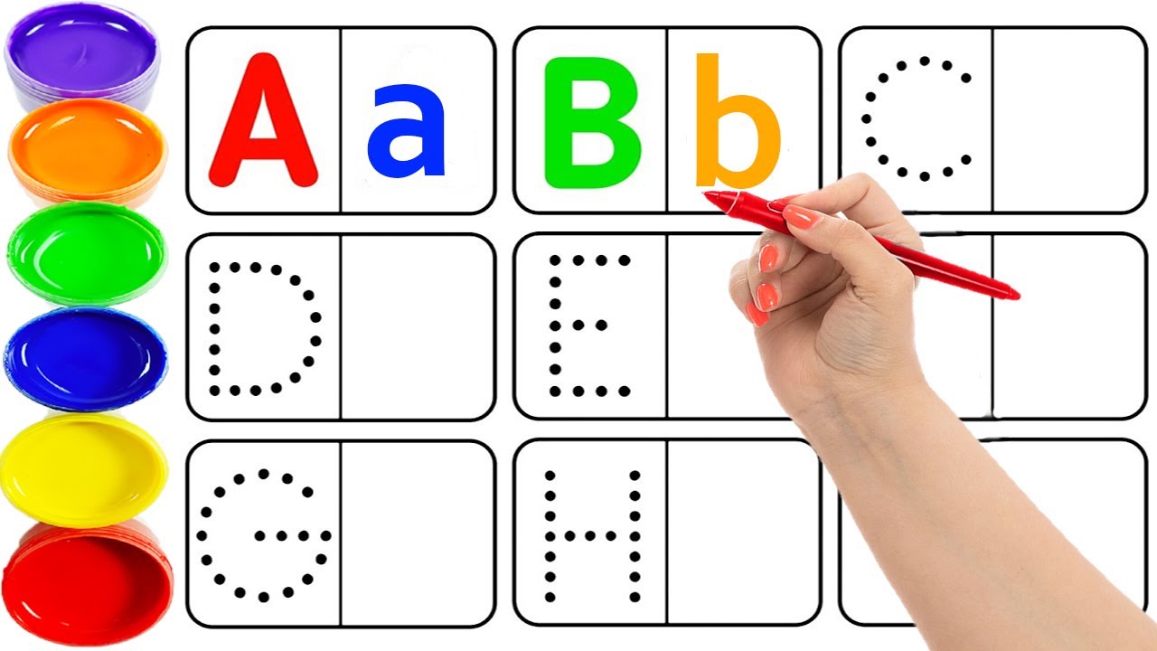 Collection of uppercase & lowercase alphabet dotted lines, ABCD ...