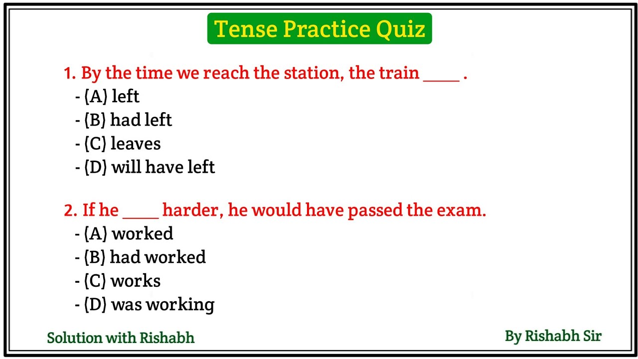 Tense practice test | Tense practice questions ssc | Tense in english ...