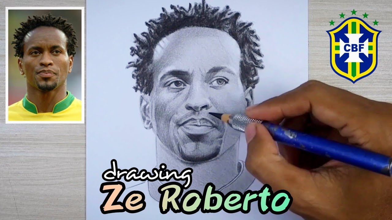 Realistic drawing Brazillian footballer Ze Roberto - YouTube