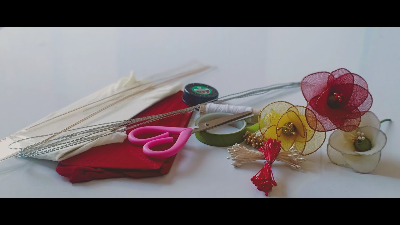 How to make net flower/gift flower/stocking net flower/decoration ...