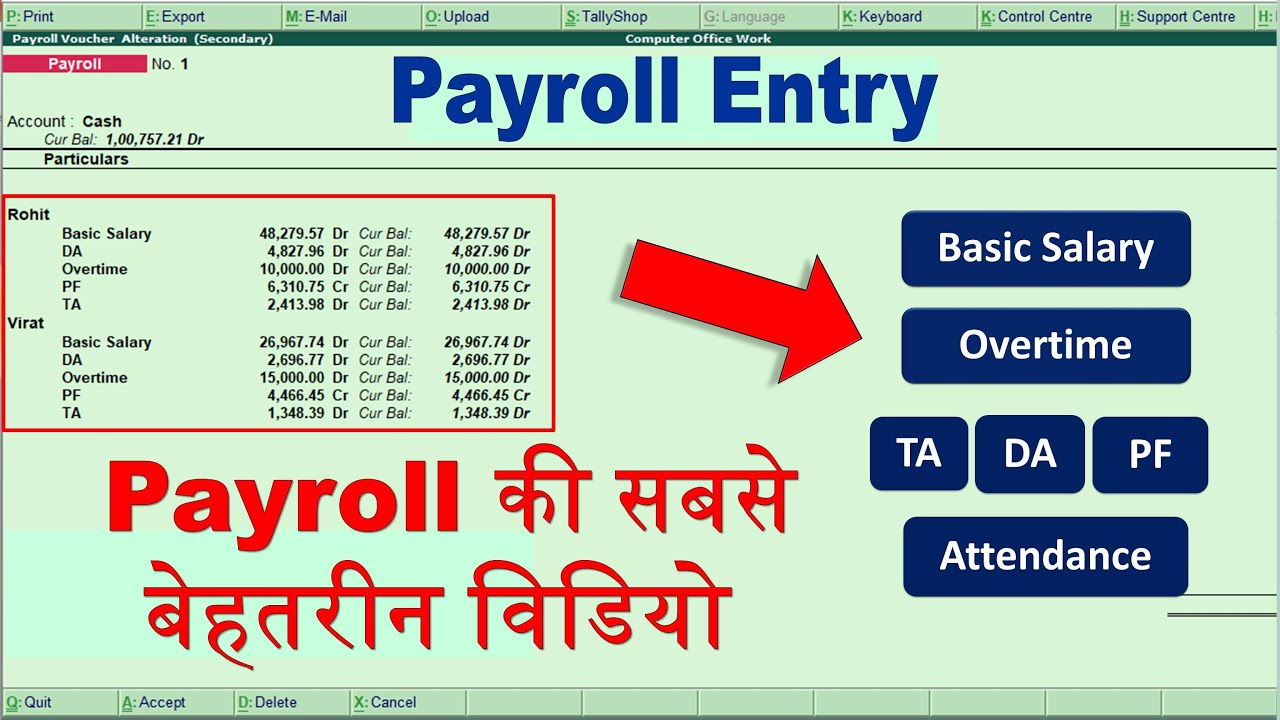 payroll voucher entry in tally ERP 9 | payroll entry karna sikhe | payroll - YouTube