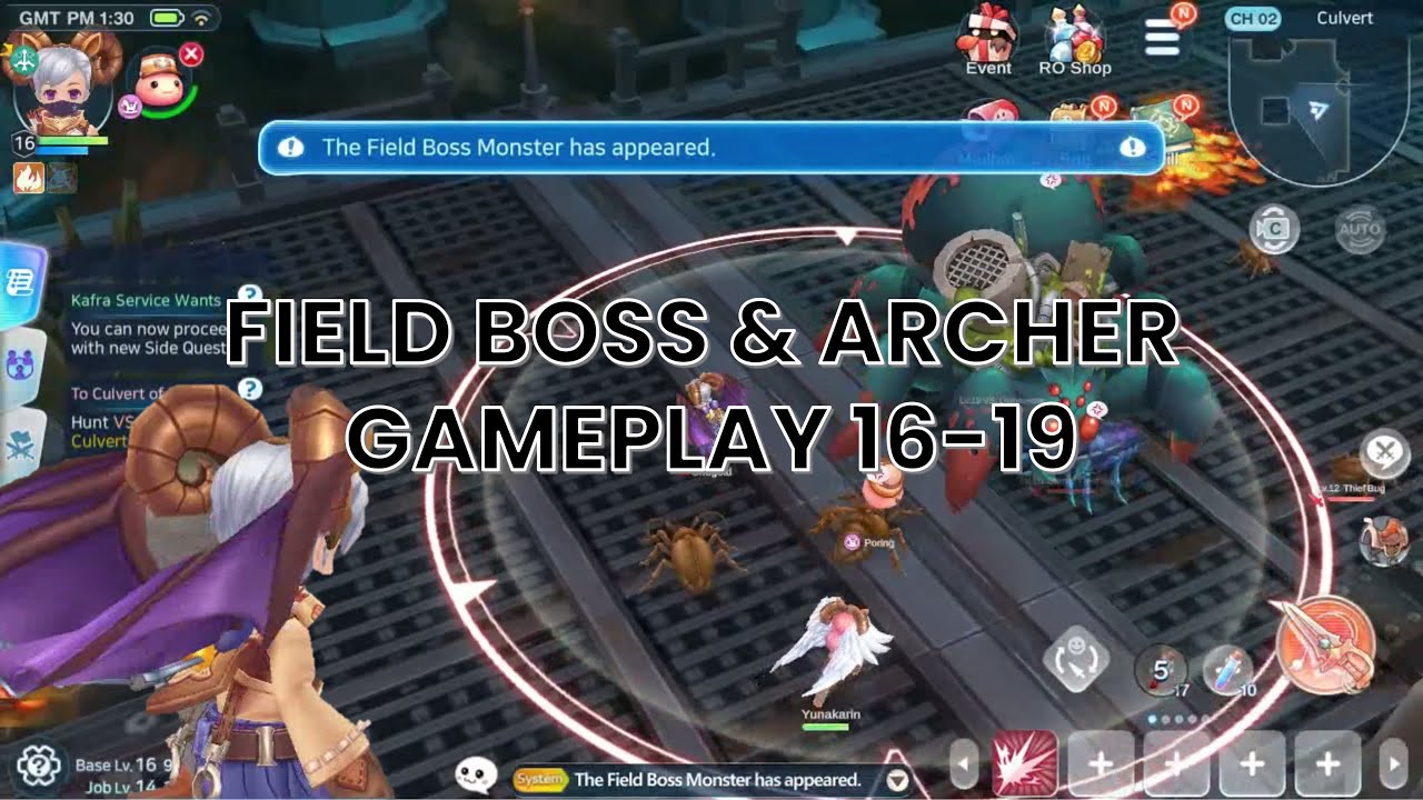 RO PROJECT S / RO V FULL QUEST FIELD BOSS AND ARCHER GAMEPLAY LEVEL 16 ...