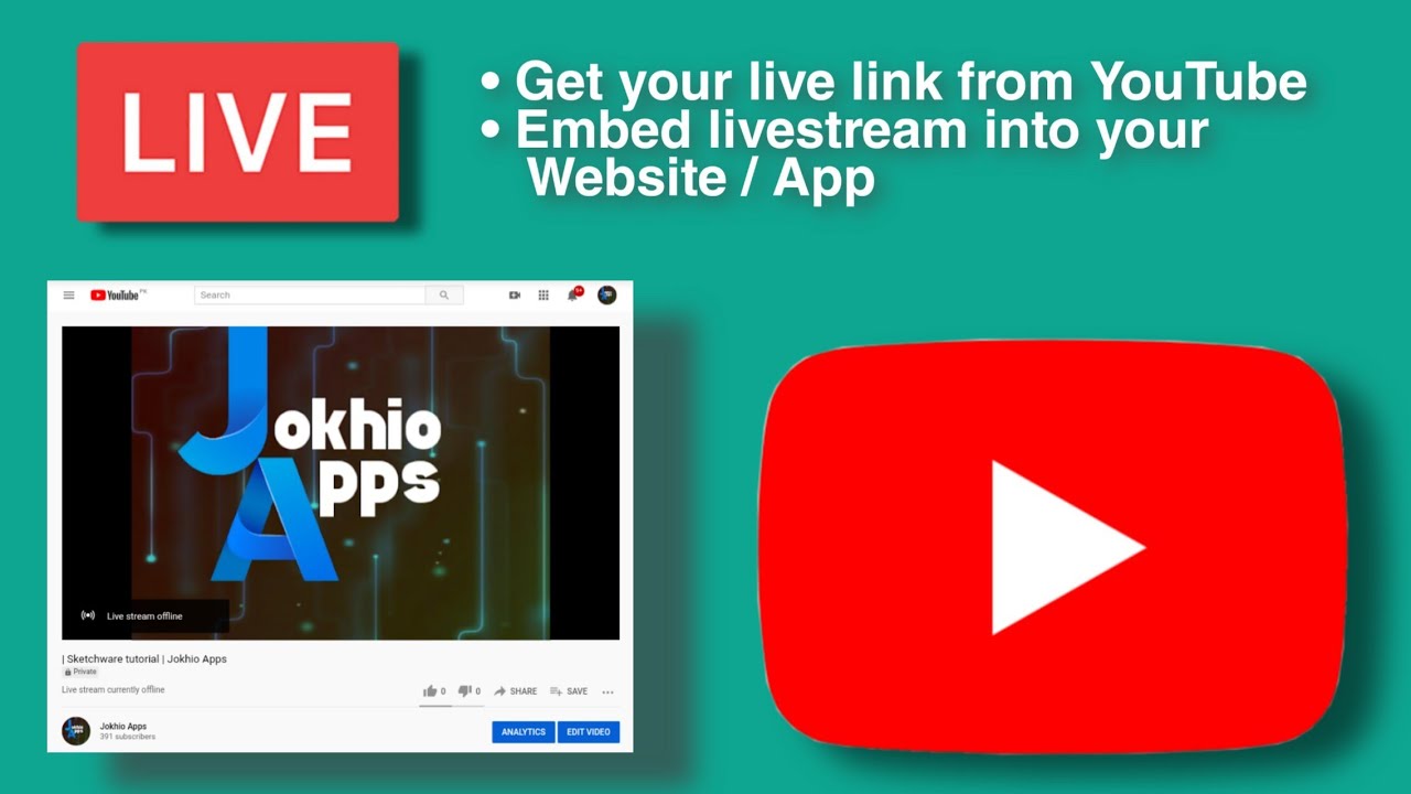 Live stream link from YouTube | embed livestream to aap or website ...