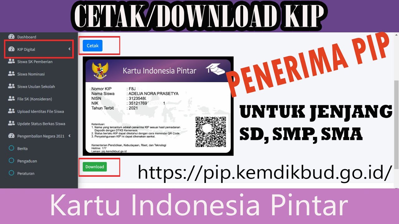 Cara Cetak/Download Kartu Indonesia Pintar (KIP) di Web PIP KEMDIKBUD ...