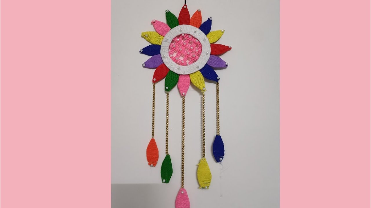 #supper Easy Woolen flower Wall Hanging craft/ Woolen thread craft ...