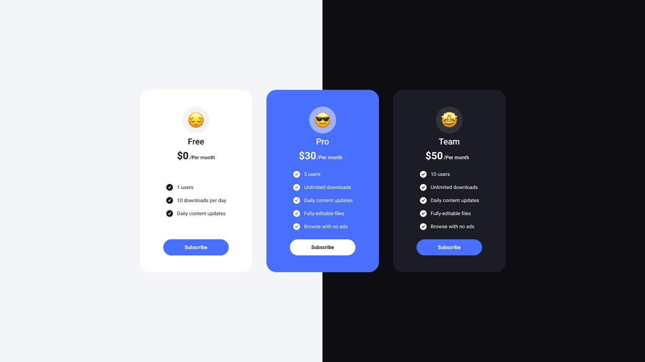 C# WPF - Pricing Card UI Design || DarkTheme/LightTheme - YouTube