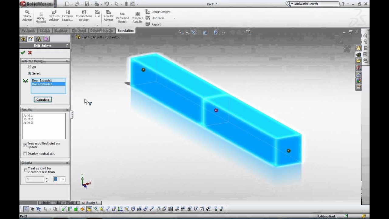 Solidworks simulation: Simply supported beam bending with beam mesh ...