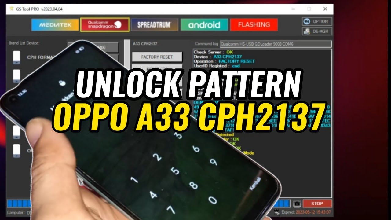 UNLOCK PATTERN OPPO A33 CPH2137 - GS TOOL 2023 - YouTube
