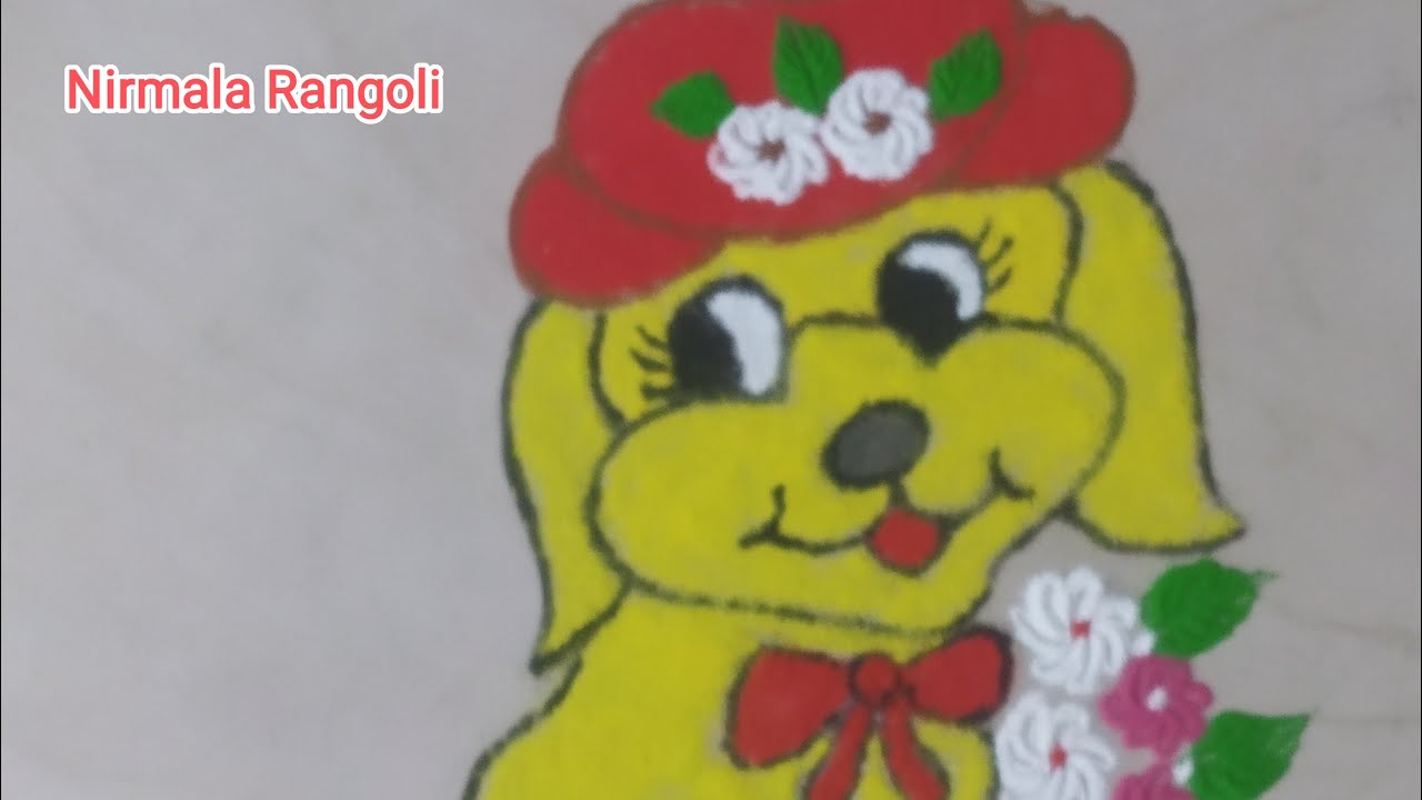 Cartoon Rangoli design/Cartoon dog Rangoli design/Nirmala Rangoli ...