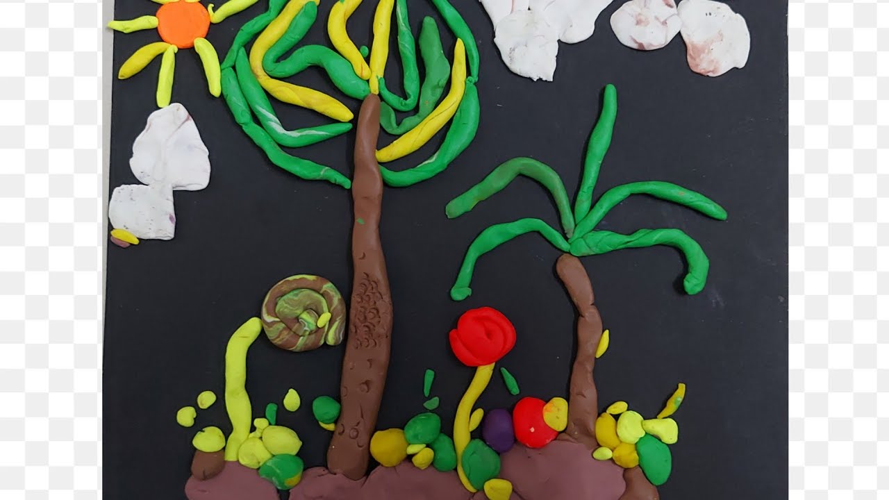 Kids easy scenery design using clay - YouTube