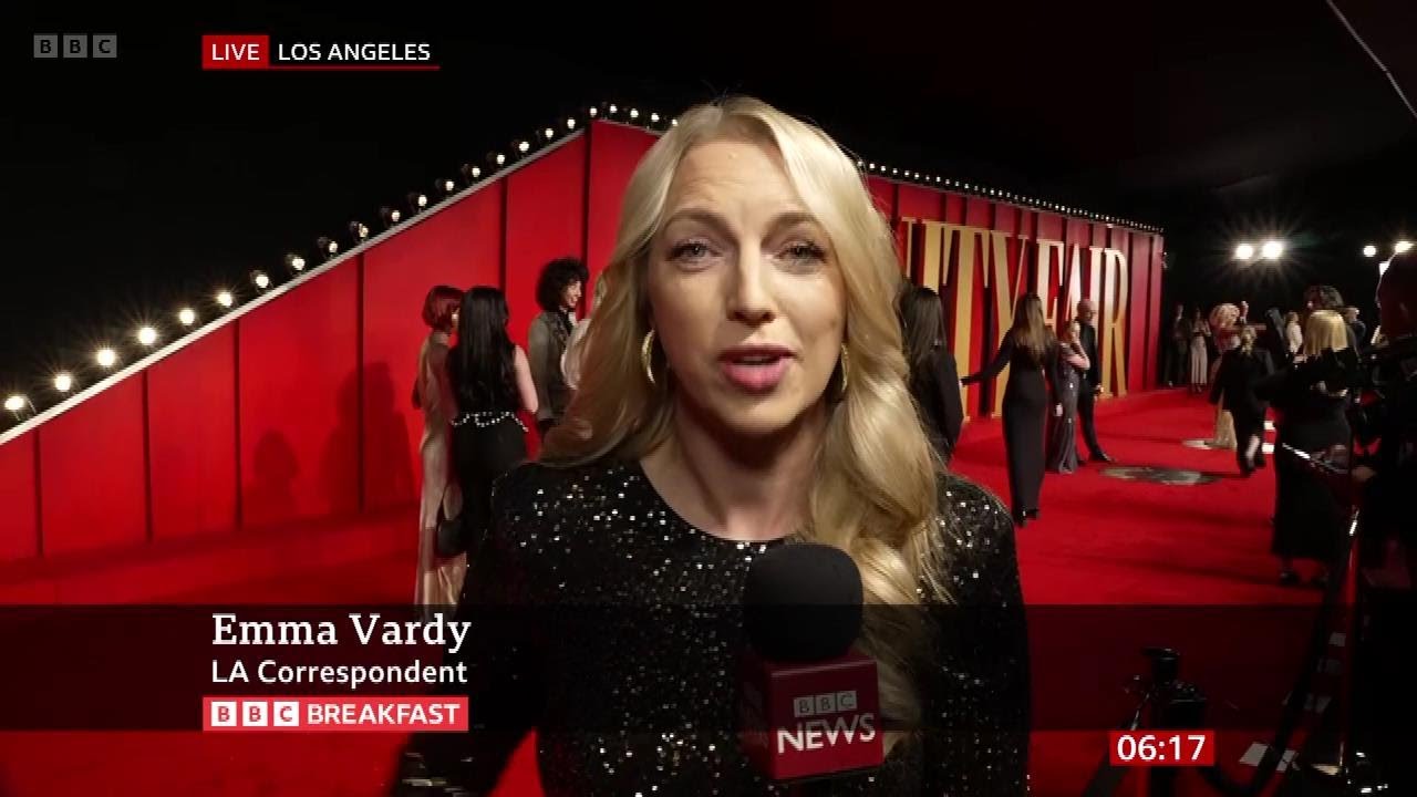 Emma Vardy Reporting The Results Of The Oscars Ceremony 2024 On BBC ...