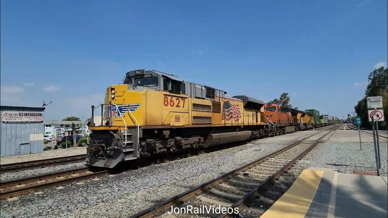 5/8/23 Pre: F59s 856 & 868 meet UP 8627 leads BNSF 3777 & UP 8401 through El Monte on WB UP ...