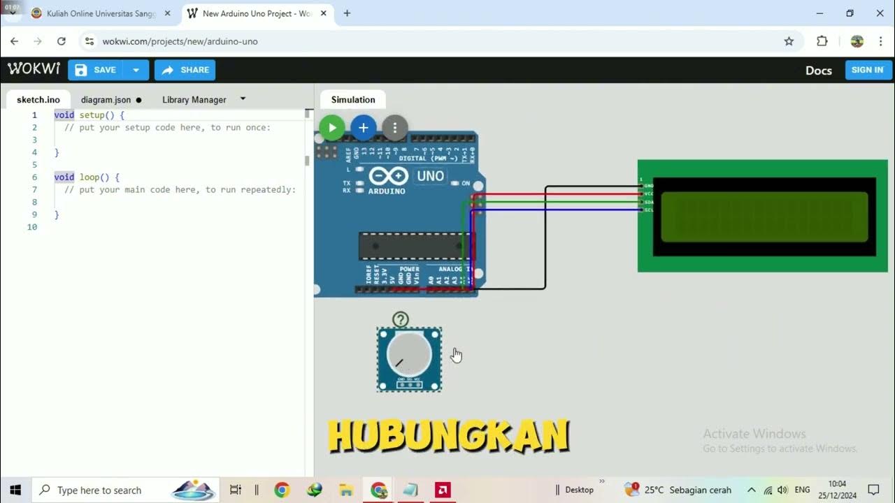 Rangkaian LCD 12C Blink Berbasis Arduino - Menggunakan Website WOKWI - YouTube