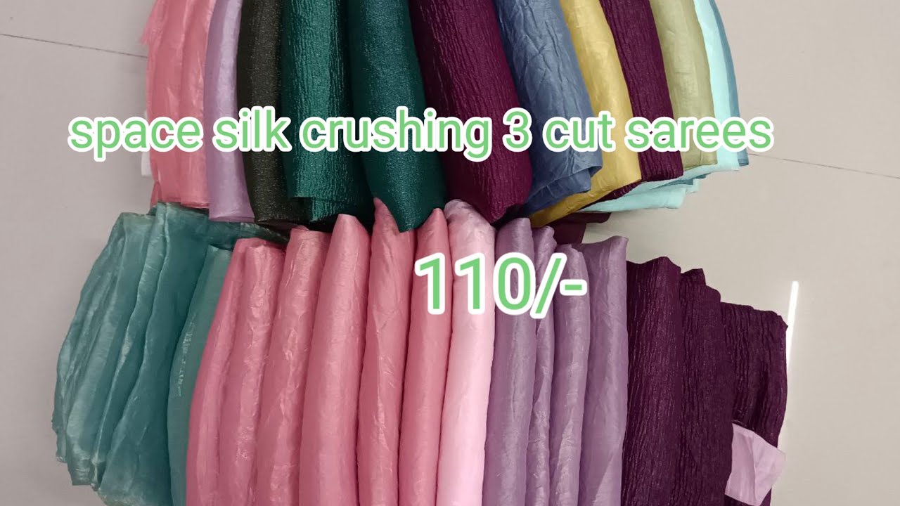 space silk crushing 3 cut sarees 5 to 5.50 Mi... 110/-only 👌👌👌👌👌🛍️ ...