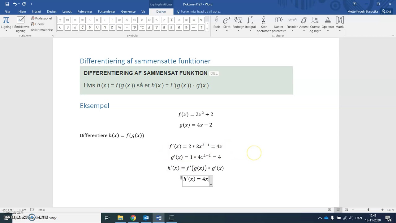 Differentiering af sammensatte funktioner - YouTube