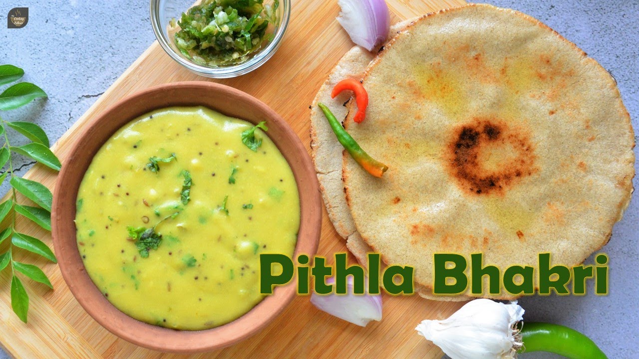 Pithla Bhakri Recipe | पिठलं भाकरी आणि ठेचा | Maharashtrian Pithala ...