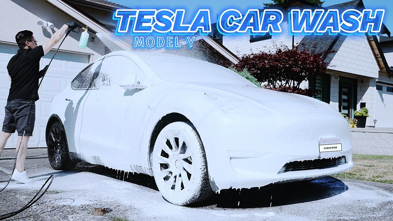 Foam Cannon Car Wash Tesla Model Y - Auto Detailing ASMR Cleaning - YouTube