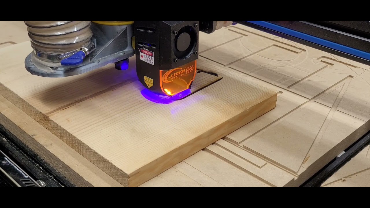 Jtech 7W laser on the OpenBuilds 1515 CNC Router. First run - YouTube