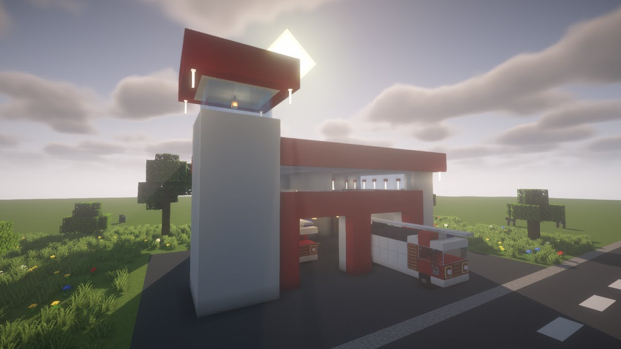 Minecraft | How To Build Fire Station | Tutorial - YouTube