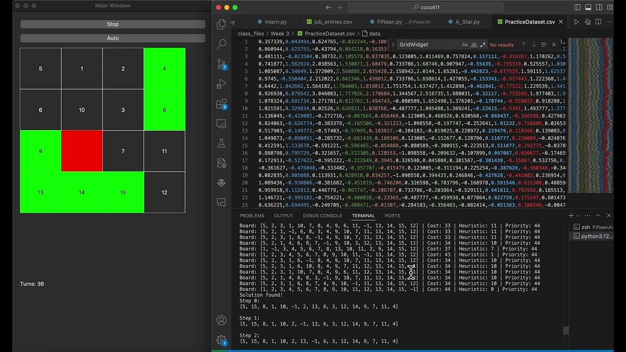 Solving 15 Puzzle Using A* Search (Class Demonstration) - YouTube