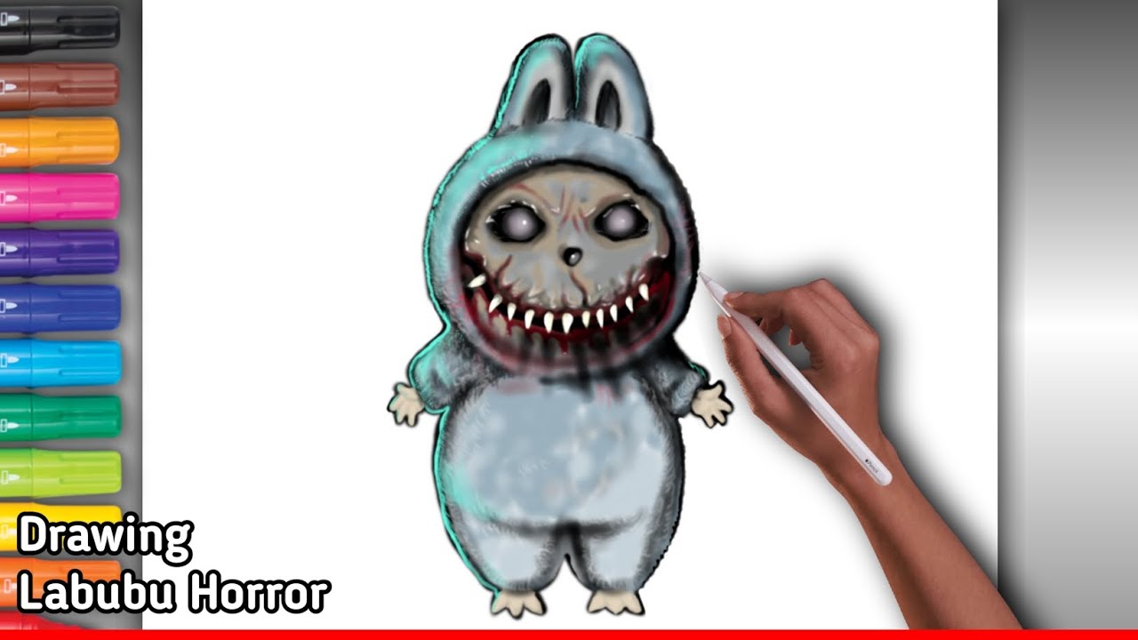 how to draw a horror version of Labubu Doll - YouTube