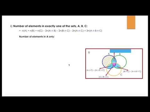 Understand formulae for number of elements in three sets (A, B, C ...