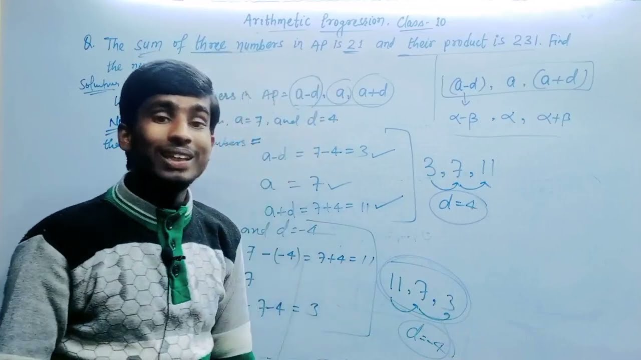 The Sum Of Three Numbers In AP Is 21 And Their Product Is 231 Find The The Sum Of Three Numbers In AP Is 21 And Their Product Is 231 Find The