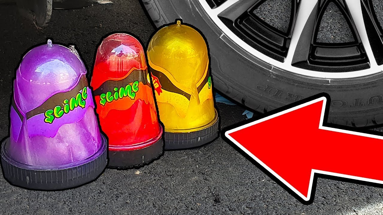 Crushing Crunchy & Soft Things by Car! - EXPERIMENT: GLITTER SLIME VS ...