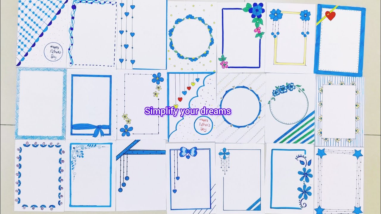 20 BEAUTIFUL BORDER DESIGNS/PROJECT WORK DESIGNS/A4 SHEET/FILE/FRONT ...