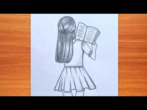 How to draw a girl reading book || easy girl drawing- step by step for ...