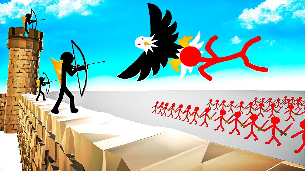 Massive STICK MAN ARMY vs Giant Eagle In Stick War Castle Defense ...