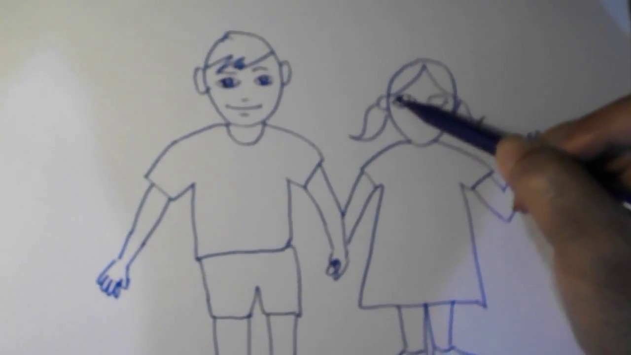 How to draw a brother and a sister / Bagaimana cara menggambar kakak ...