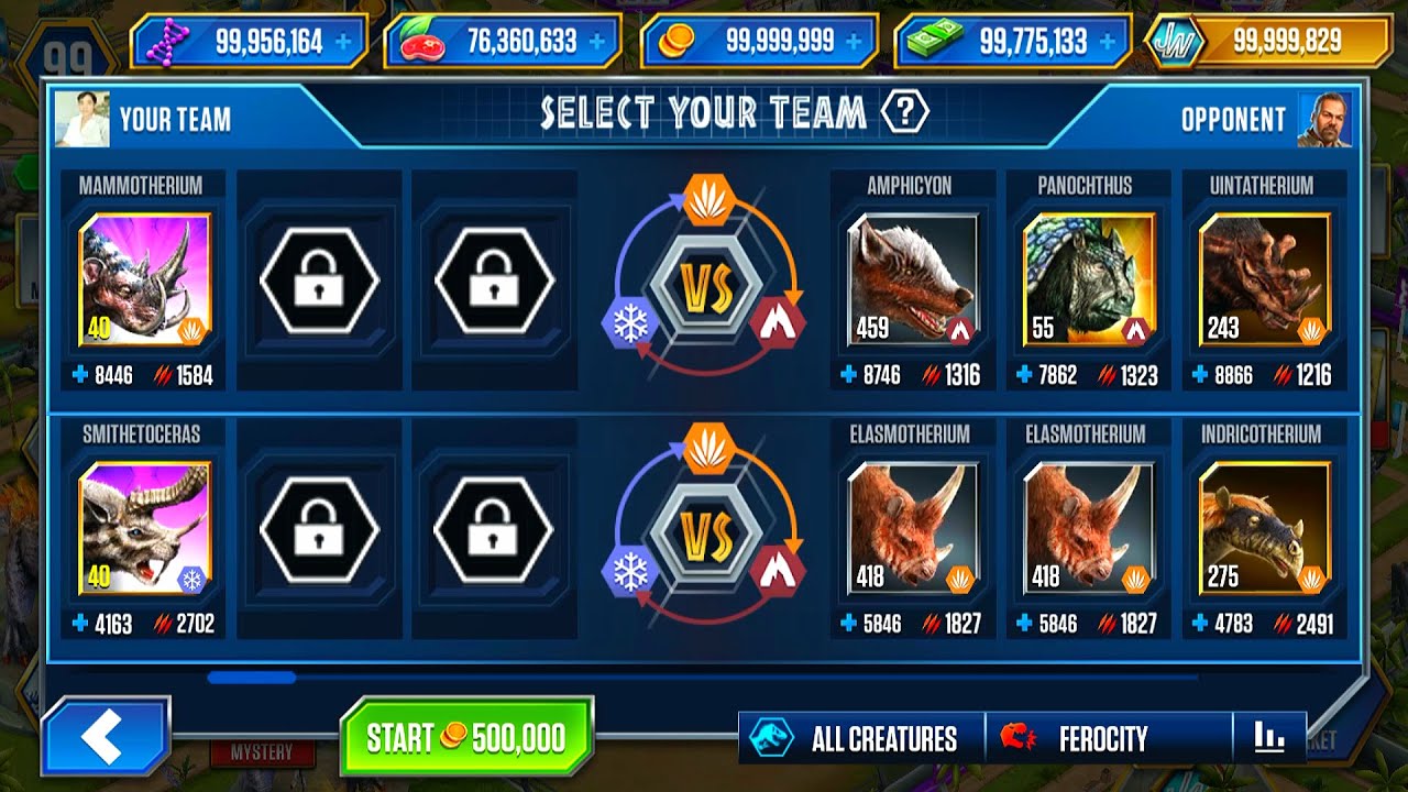 GREAT CHALLENGE MAMMOTHERIUM Vs SMITHETOCERAS | JURASSIC WORLD THE GAME ...