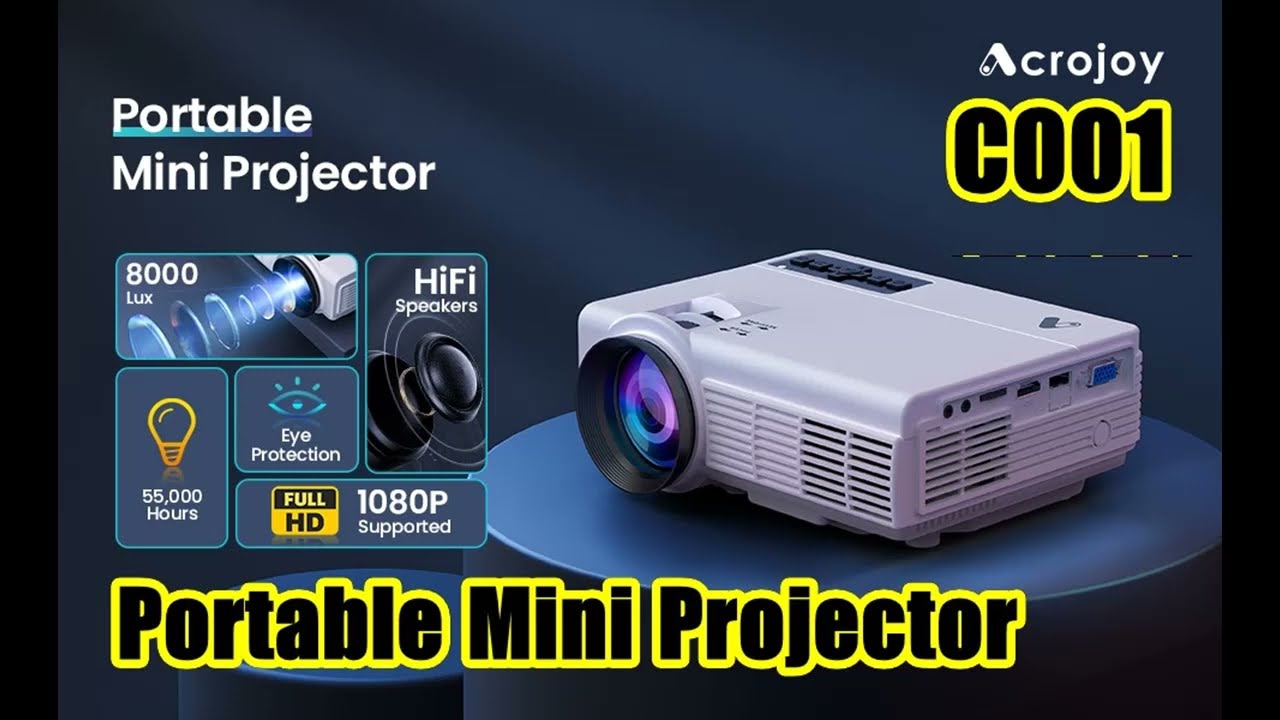 Acrojoy C001 Portable Mini Projector 1080P Supported - YouTube